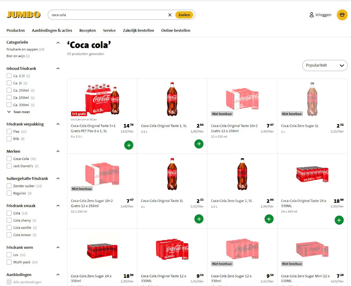 Jumbo's assortiment dunt uit, ook geen Pringles en Corona meer